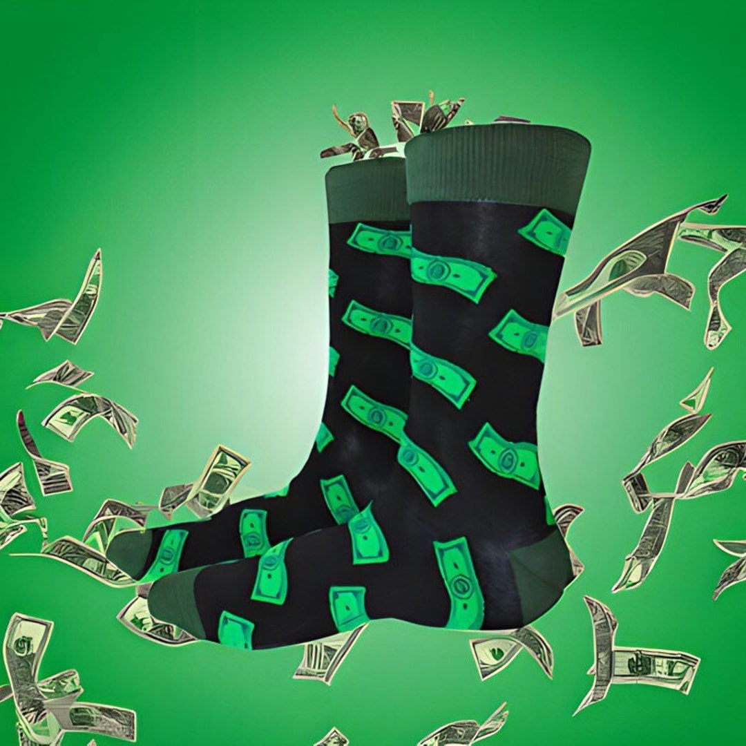 CASH MONEY Dollar Bills Fun Dress Socks Novelty Crew Socks Crazy Funky ...