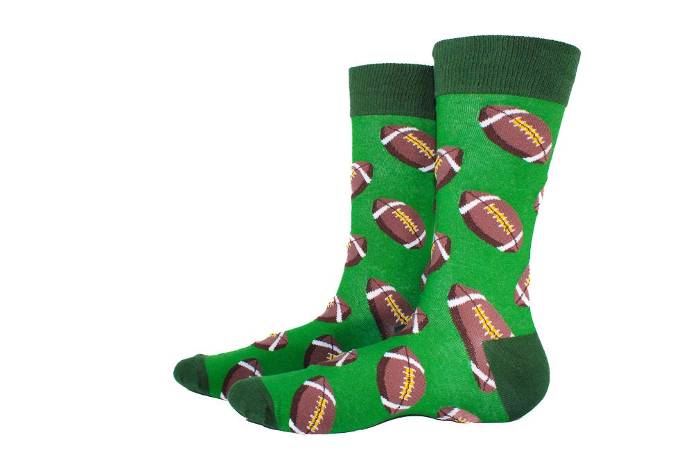 FOOTBALL Sports Super Bowl Fun Dress Socks Novelty Crew Socks Crazy ...