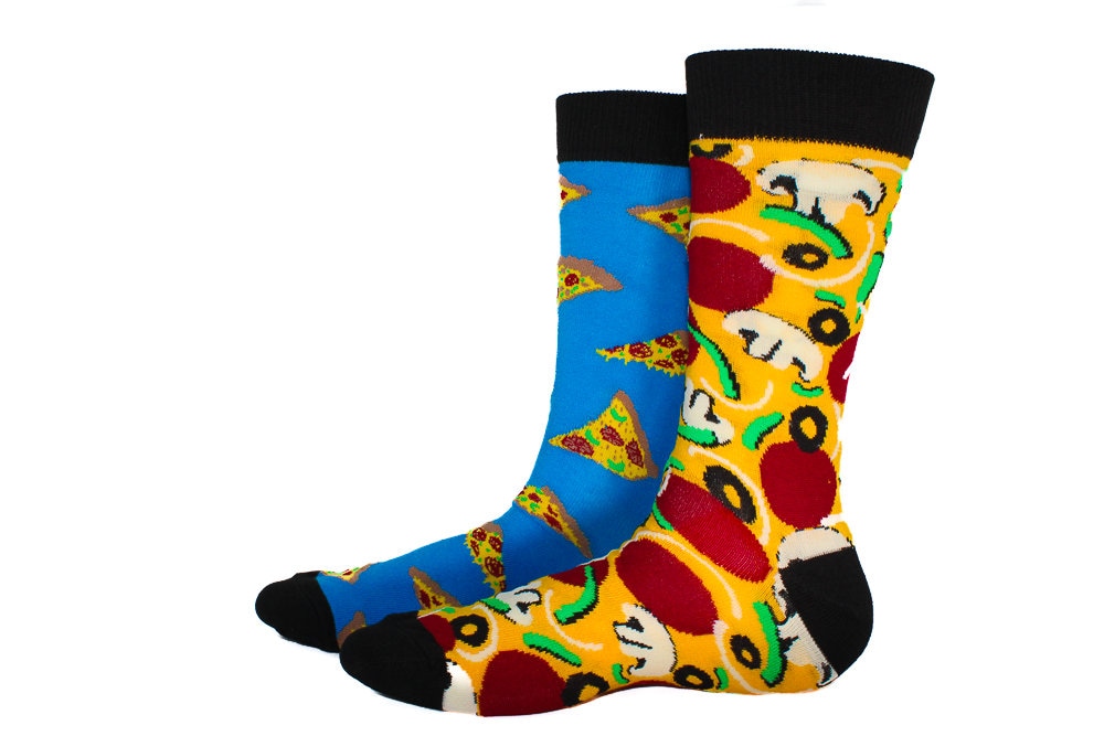 PIZZA Food Toppings Junk Food Fun Dress Socks Novelty Crew Socks Crazy ...