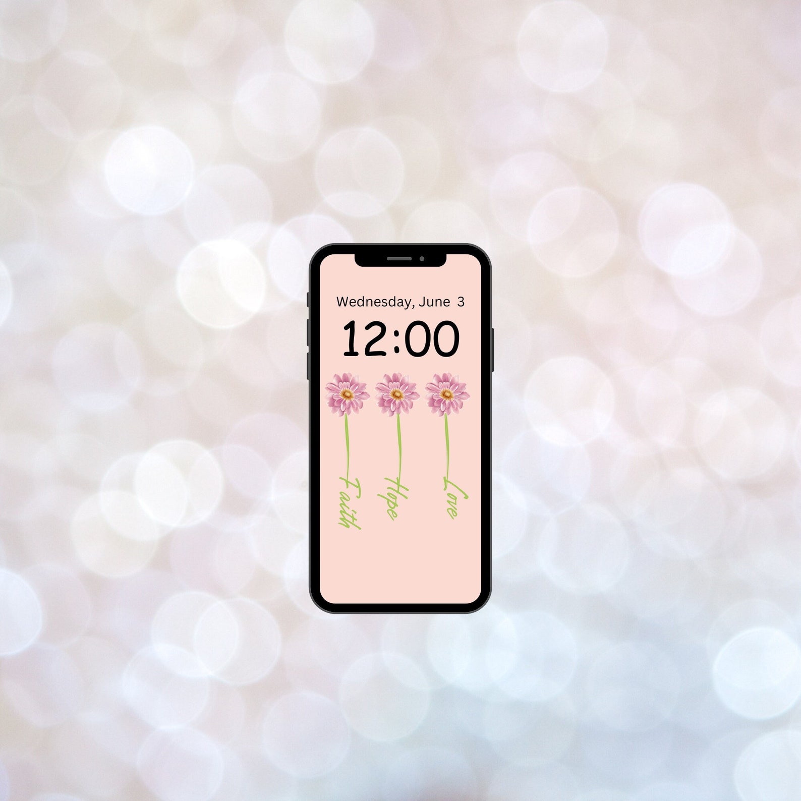 Flower Faith Hope Love iPhone Wallpaper| Christian Lock Screen| Pink ...