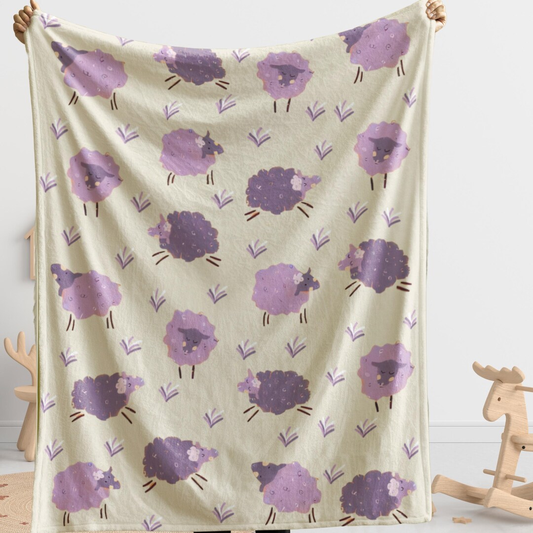 Sheep Velveteen Plush Blanket, Baby Shower Blanket, Violet Sheep ...