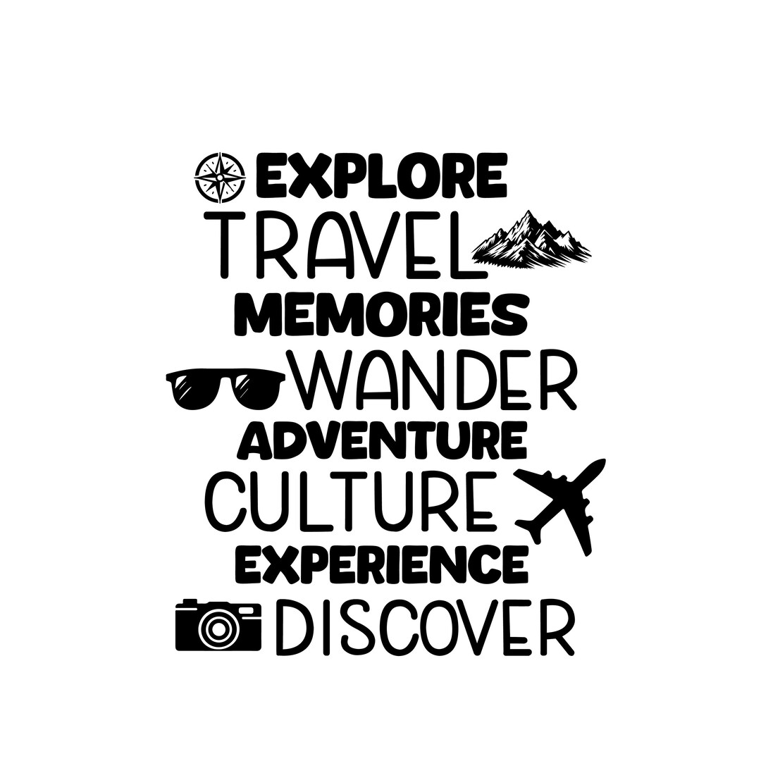 Travel Word Collage Svg, Vacation Svg, Travel Svg, Boho Svg, Vacay Svg ...