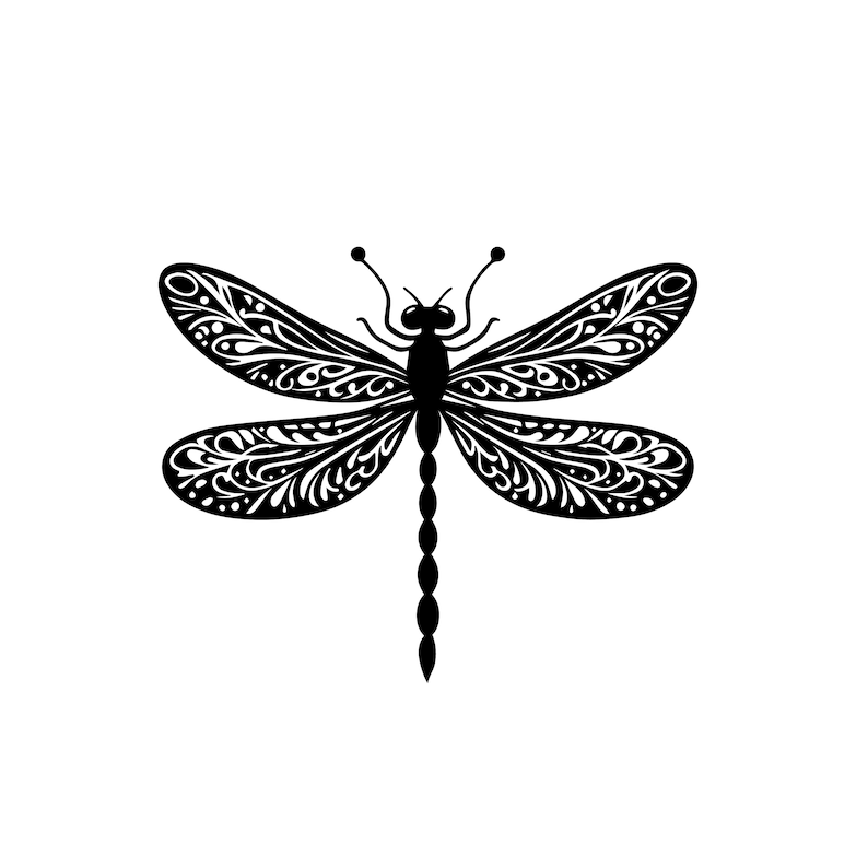 Dragonfly Svg, Mandala Dragonfly Svg, Zentangle Dragonfly Svg, Floral ...