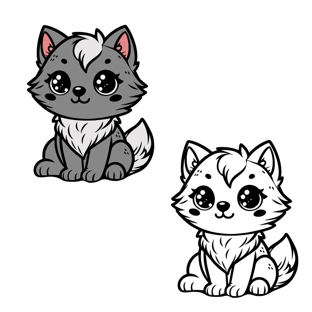 CUTE WOLF SVG, Cute Wolf Svg, Cute Wolf Clipart, Cute Wolf Svg Cut File ...