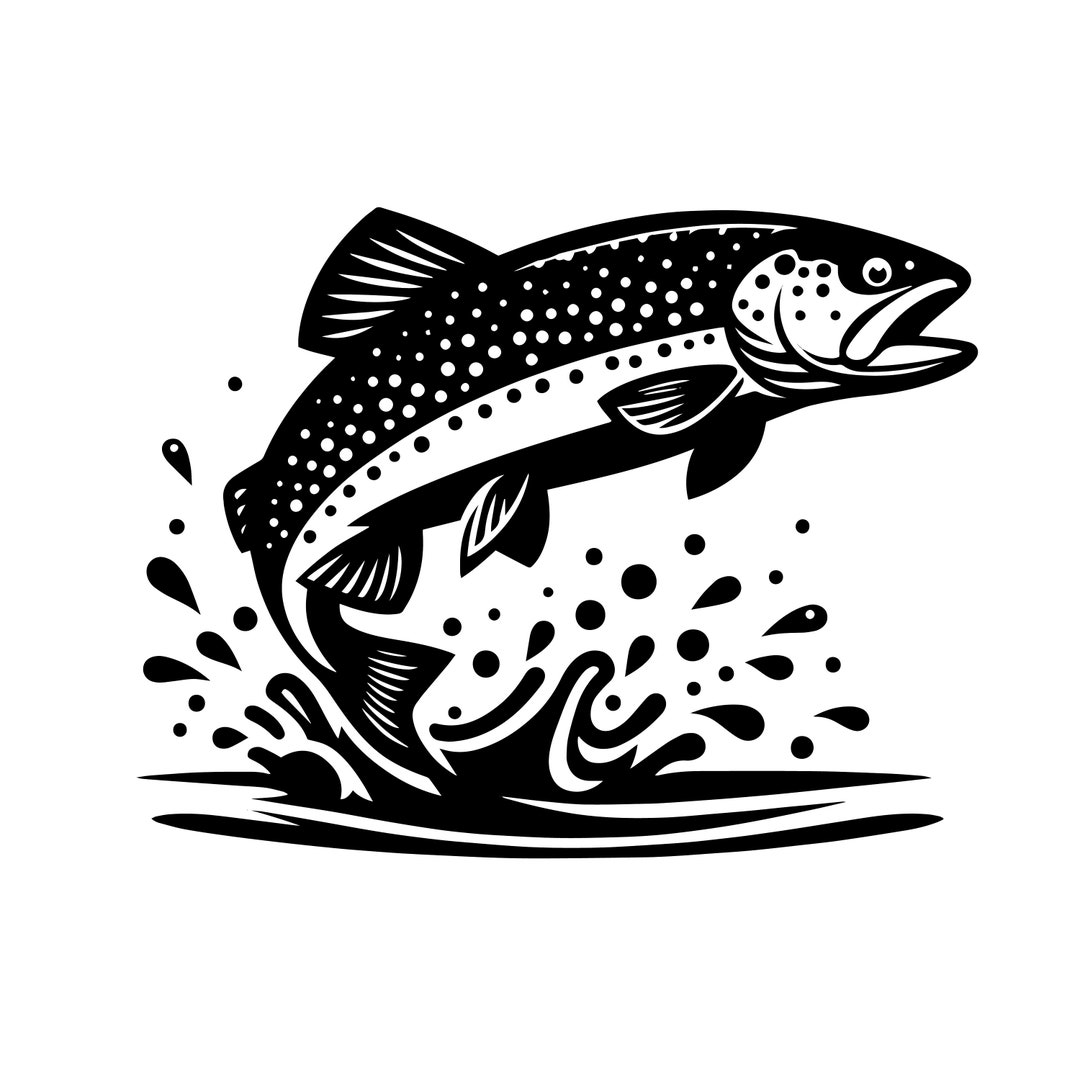 Laser Engrave File Brown Trout Jumping | Svg Png Eps | Transparent ...