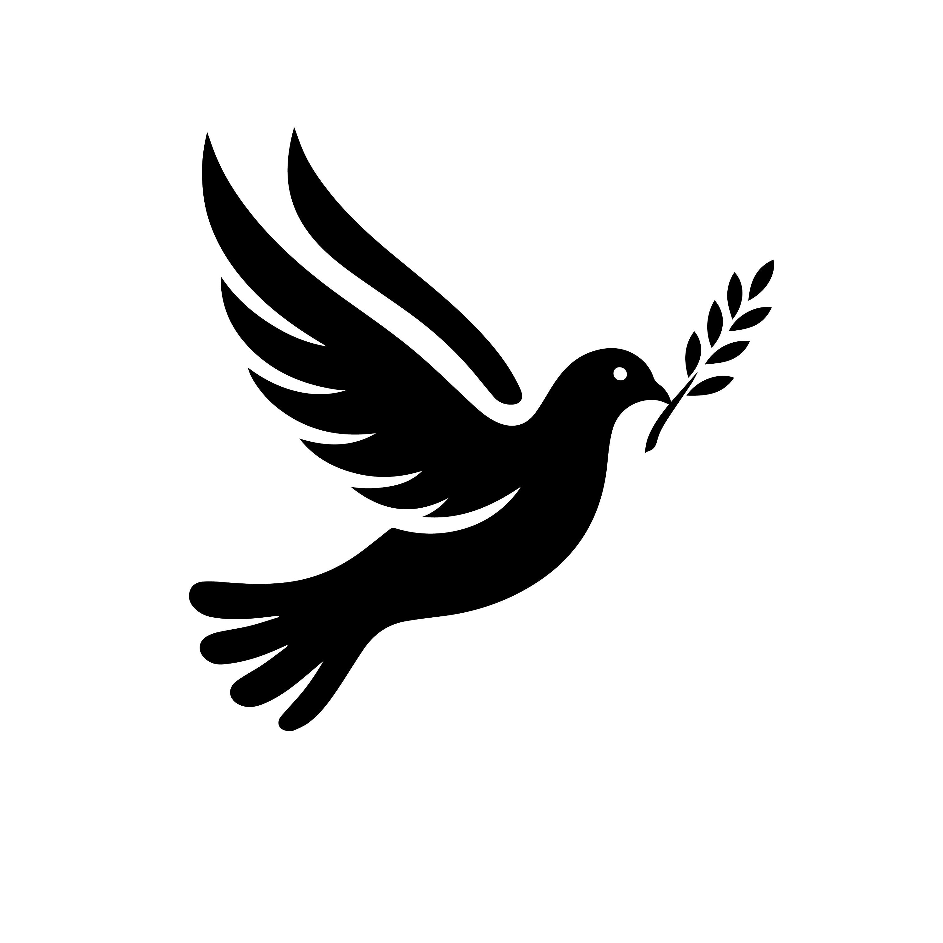Dove With Branch Cutting File SVG, Peace, Wedding, Baptism ...