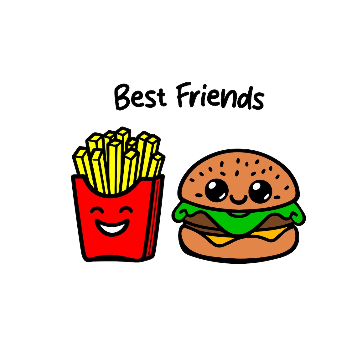Best Friends SVG, Burger and Fries Svg, Burger SVG, Food SVG, Kawaii ...