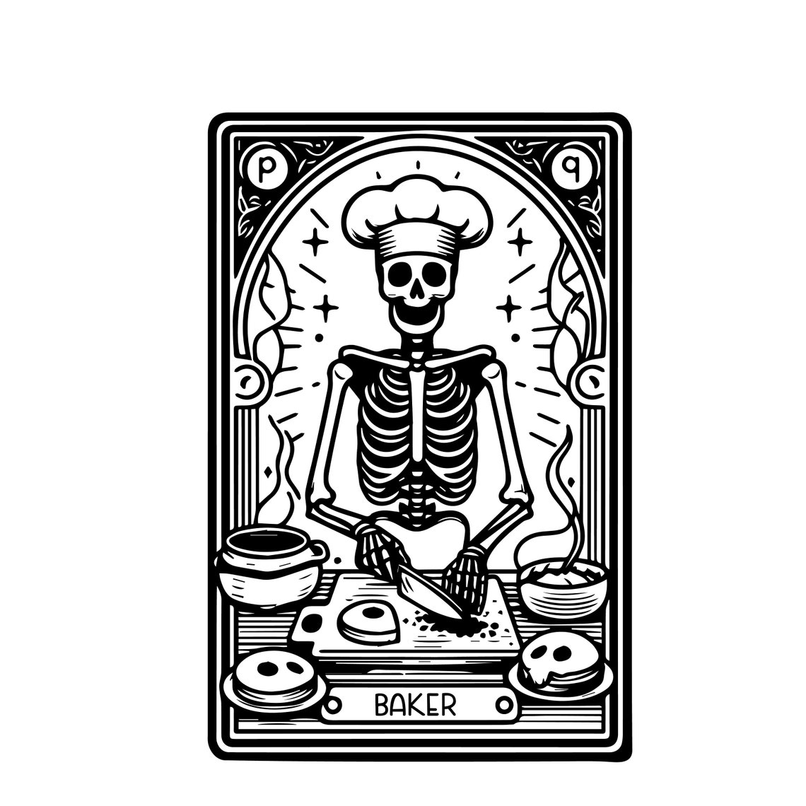 The Baker Tarot Card PNG, Cooking Skeleton Sublimation Design, Baking ...