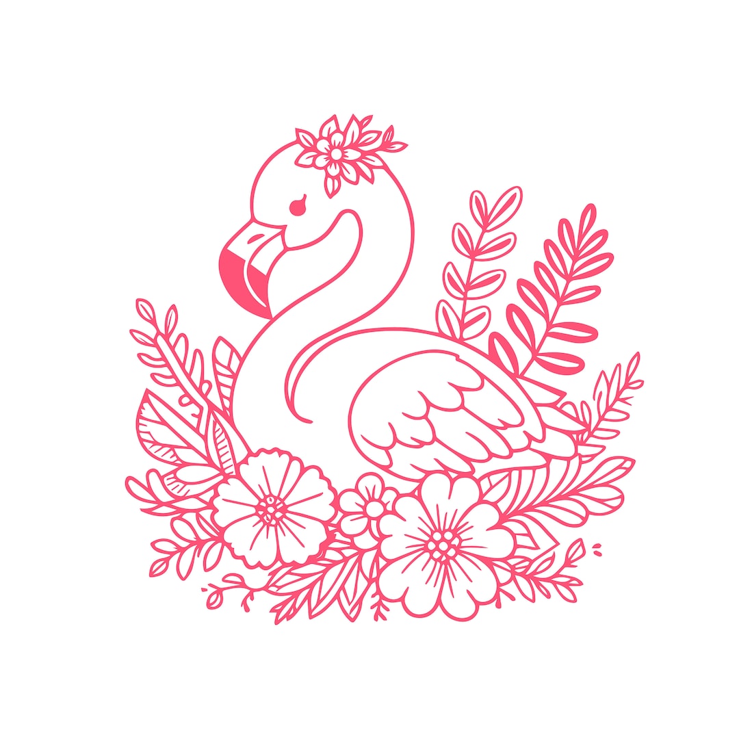 Floral Flamingo Svg - Etsy