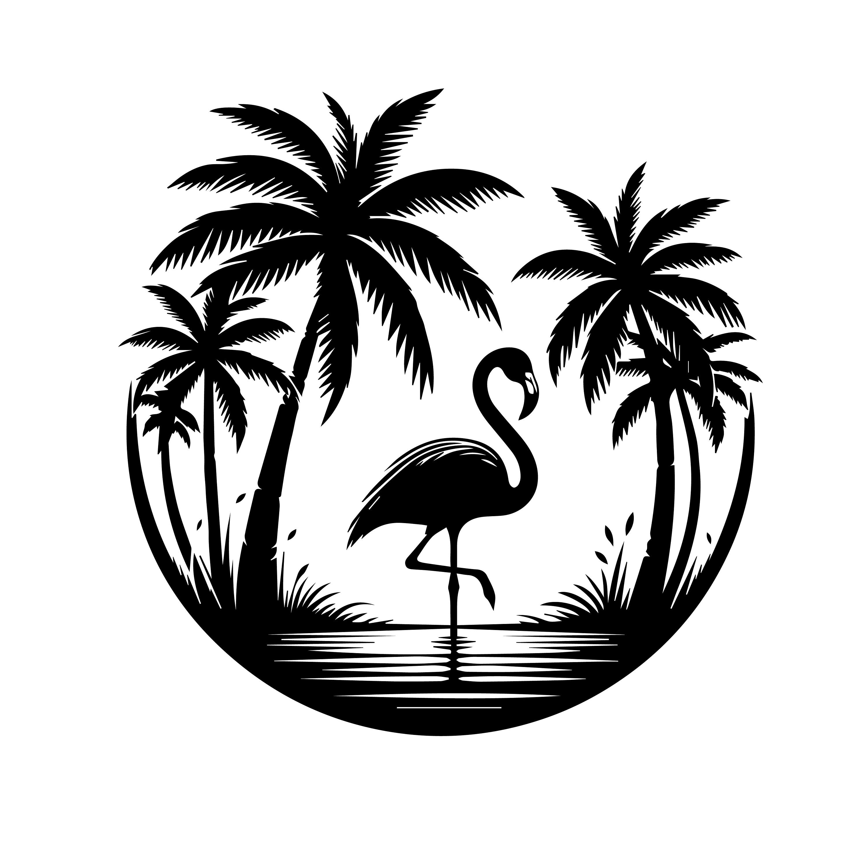 Flamingo and Palm Tree (tropical or Summer Design). Cut Files for ...