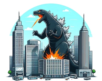 Godzilla Attack SVG PNG, PSD Digital File High-quality Artwork for ...