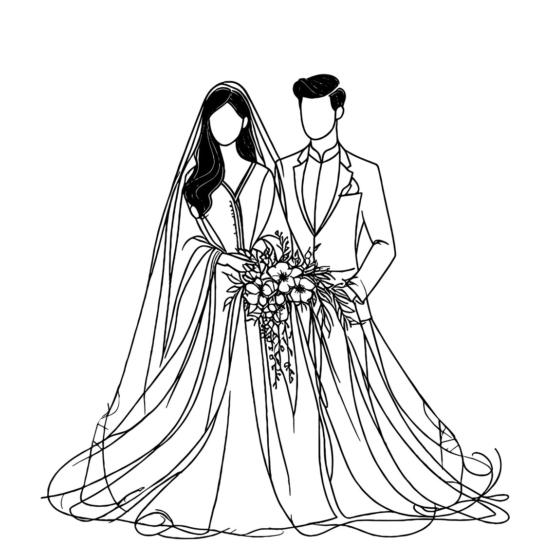 Wedding Svg, Couple Silhouette, Bride and Groom Svg, Newlyweds Svg ...