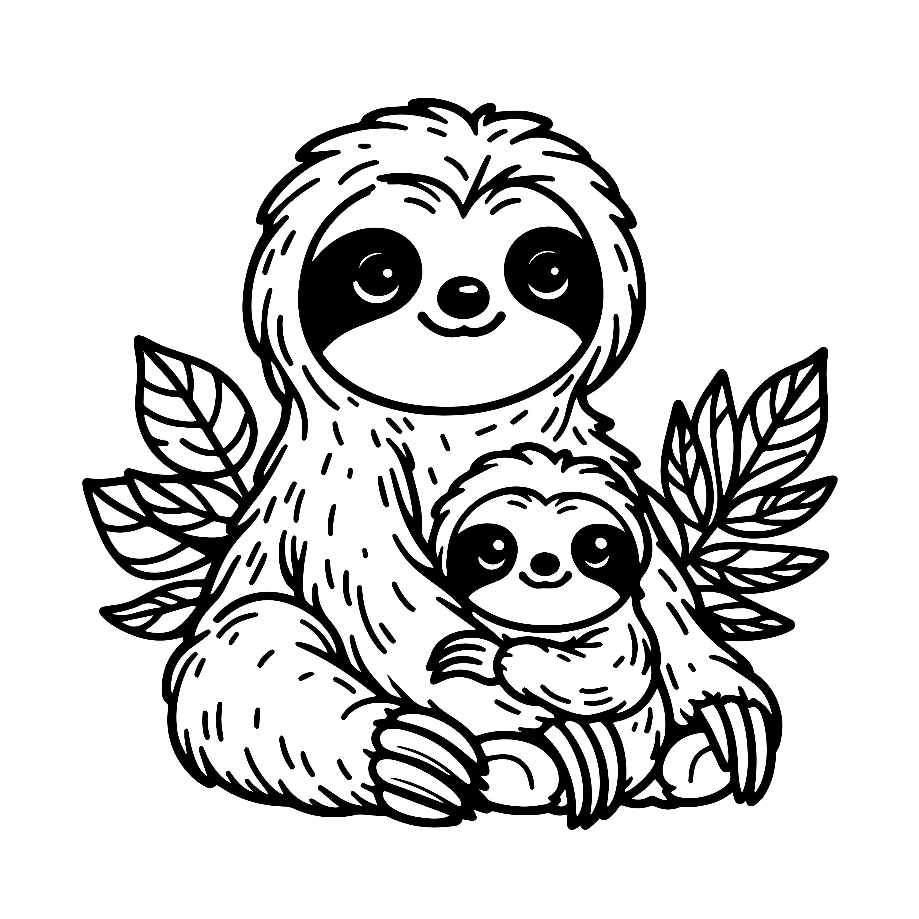 Mama Sloth SVG PNG, Botanical Sloth Svg, Cute Sloth Svg, SVG Files for ...