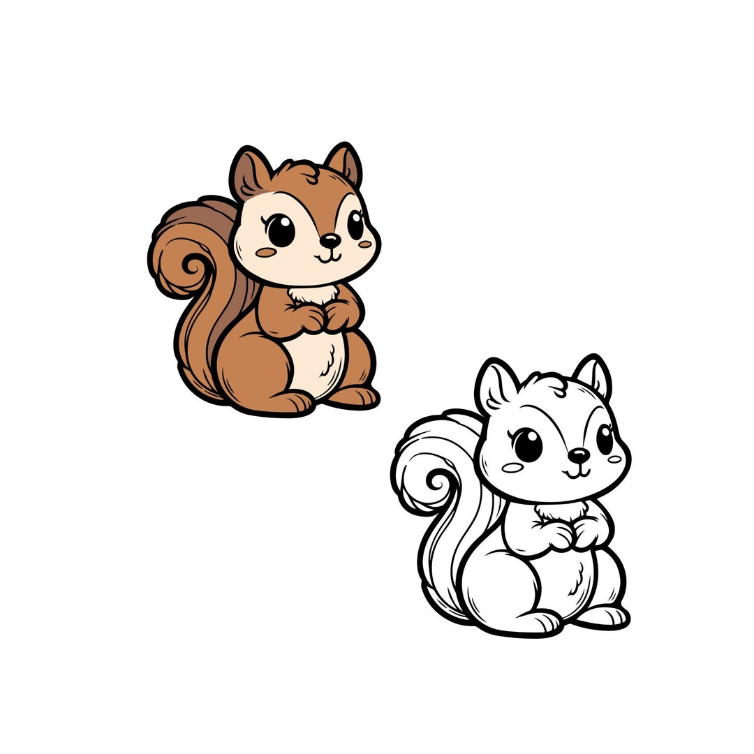 Squirrel SVG | Squirrel Outlines SVG | Cute Squirrel SVG Digital File ...