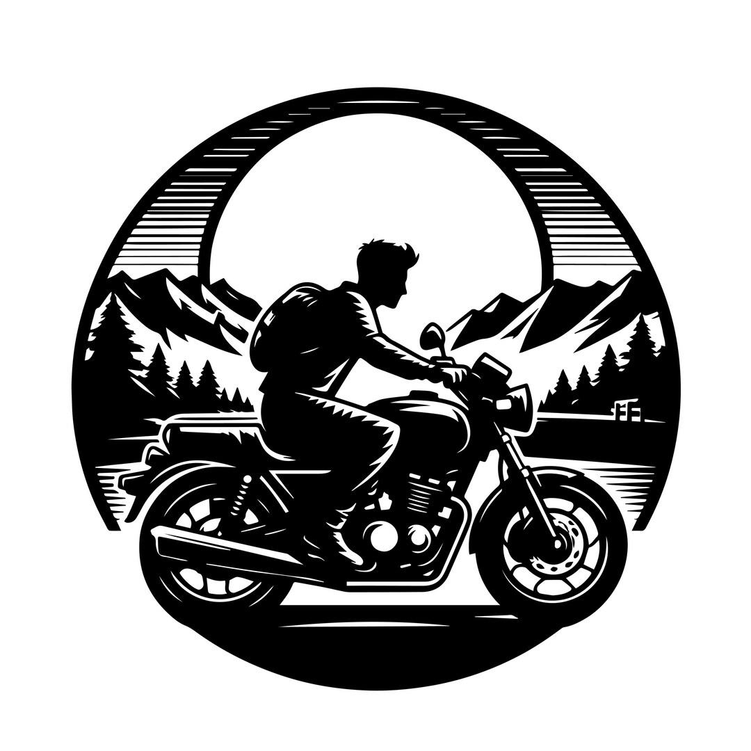 Motorcycle Scene SVG, Motor Bike Cut File Laser, Dxf for Plasma ...