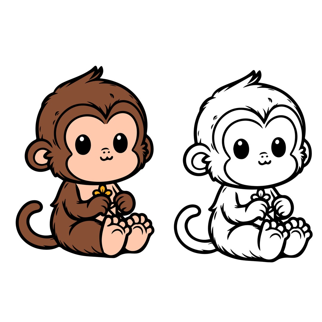 Baby Monkey Svg Jungle Animal Svg Monkey Svg Cute Monkey Svg Animal Svg ...