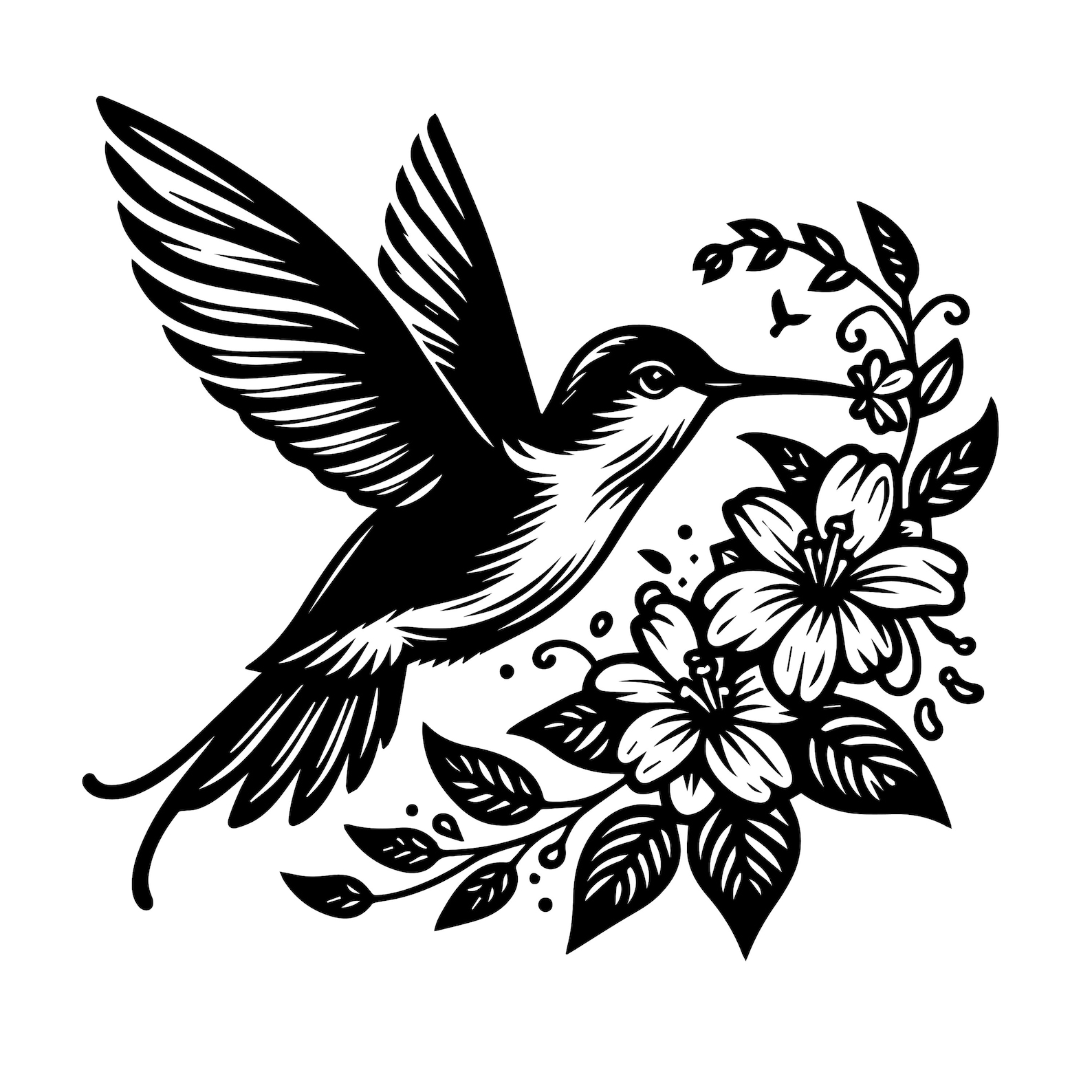 Hummingbird Flowers Svg File Florals Svg Hummingbird Clipart ...