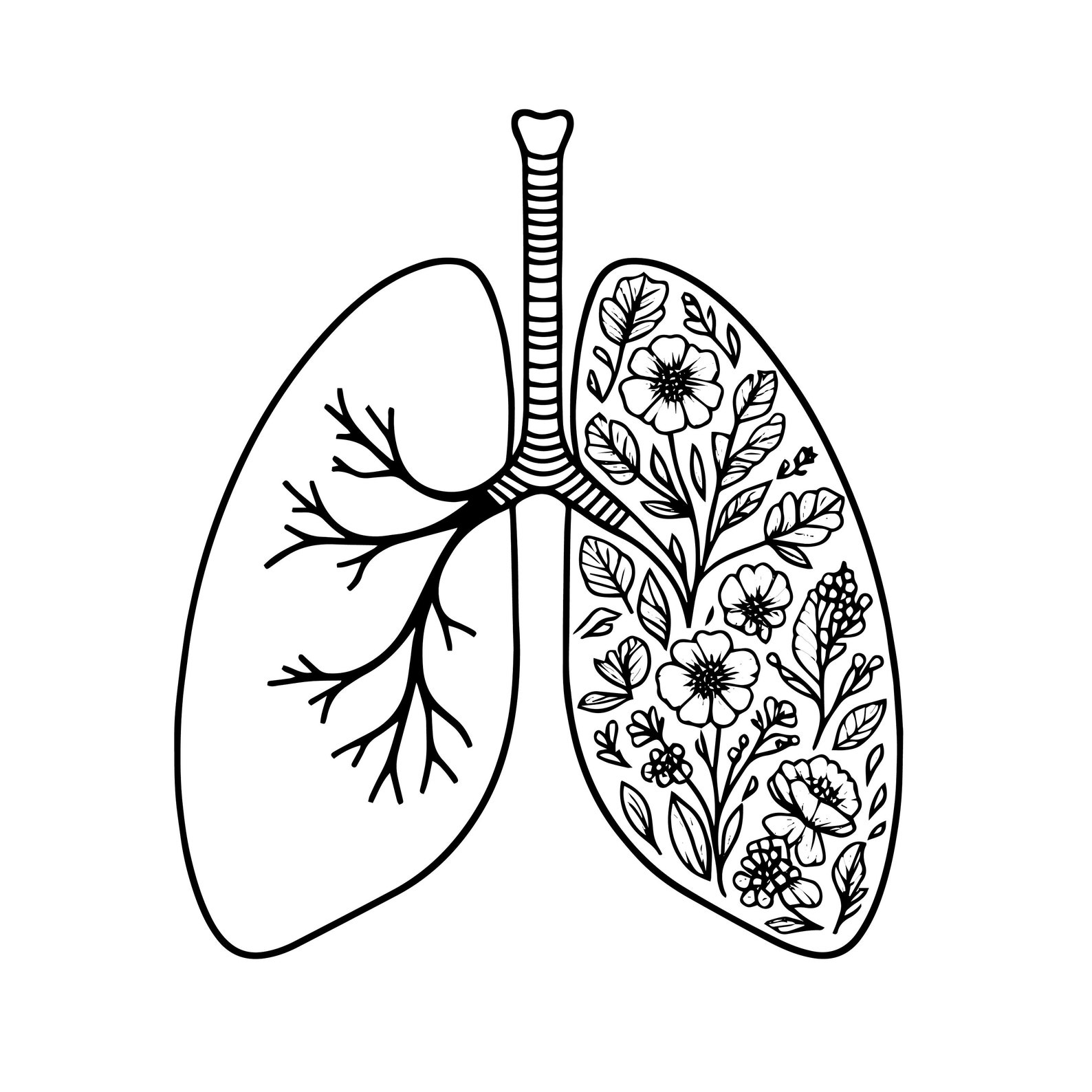 Lungs Svg, Floral Lungs Svg, Human Lung Svg, Png - Etsy UK