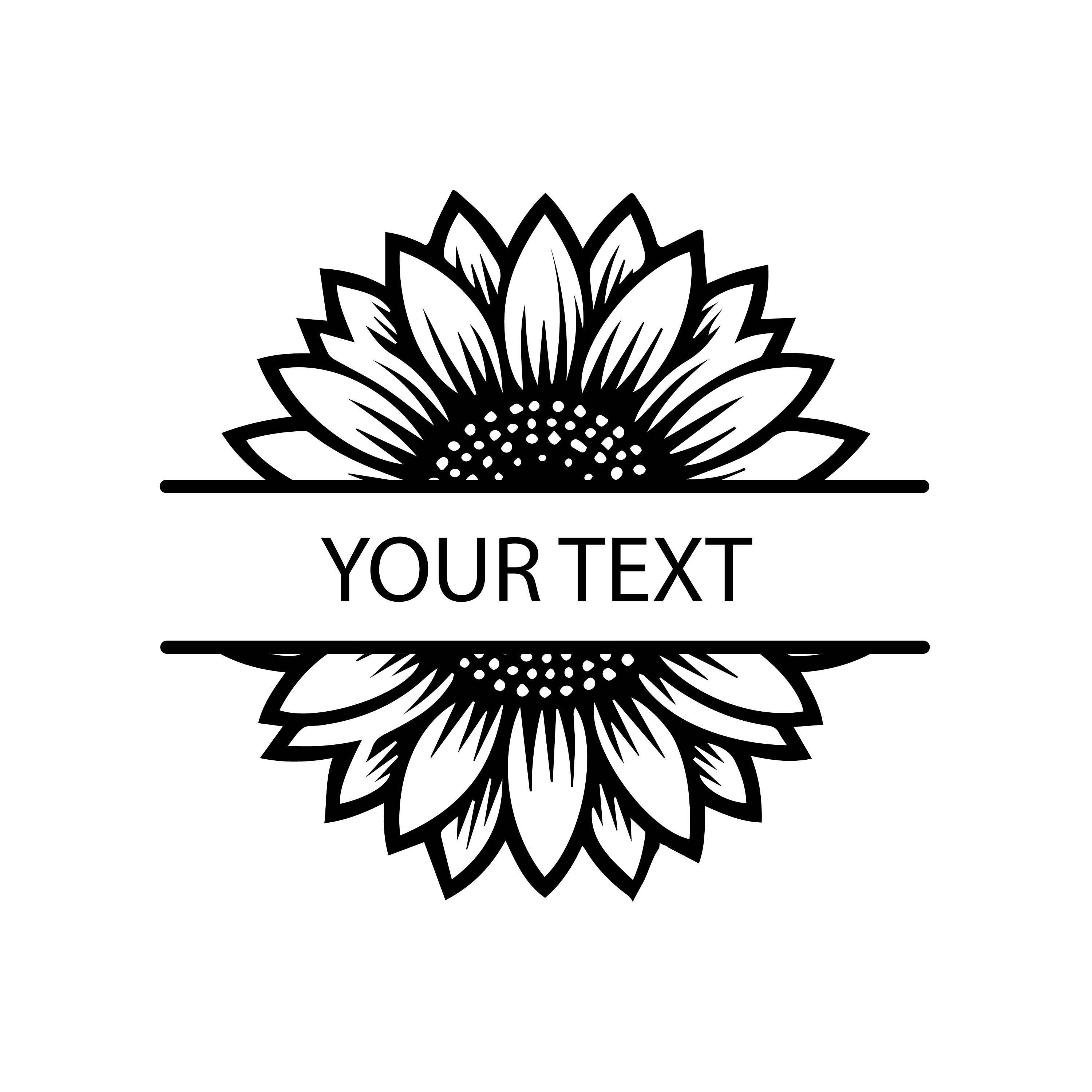 Half Sunflower SVG, Sunflower Border SVG, Split Sunflower Svg ...