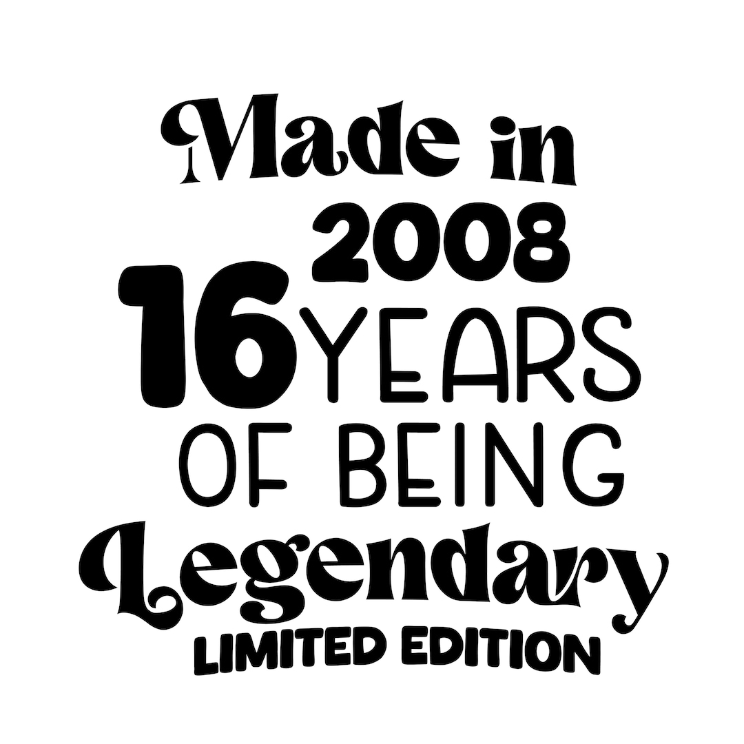 Sweet 16 Gift, Sweet 16 Gift Svg, Milestone Birthday, 2008 Svg ...