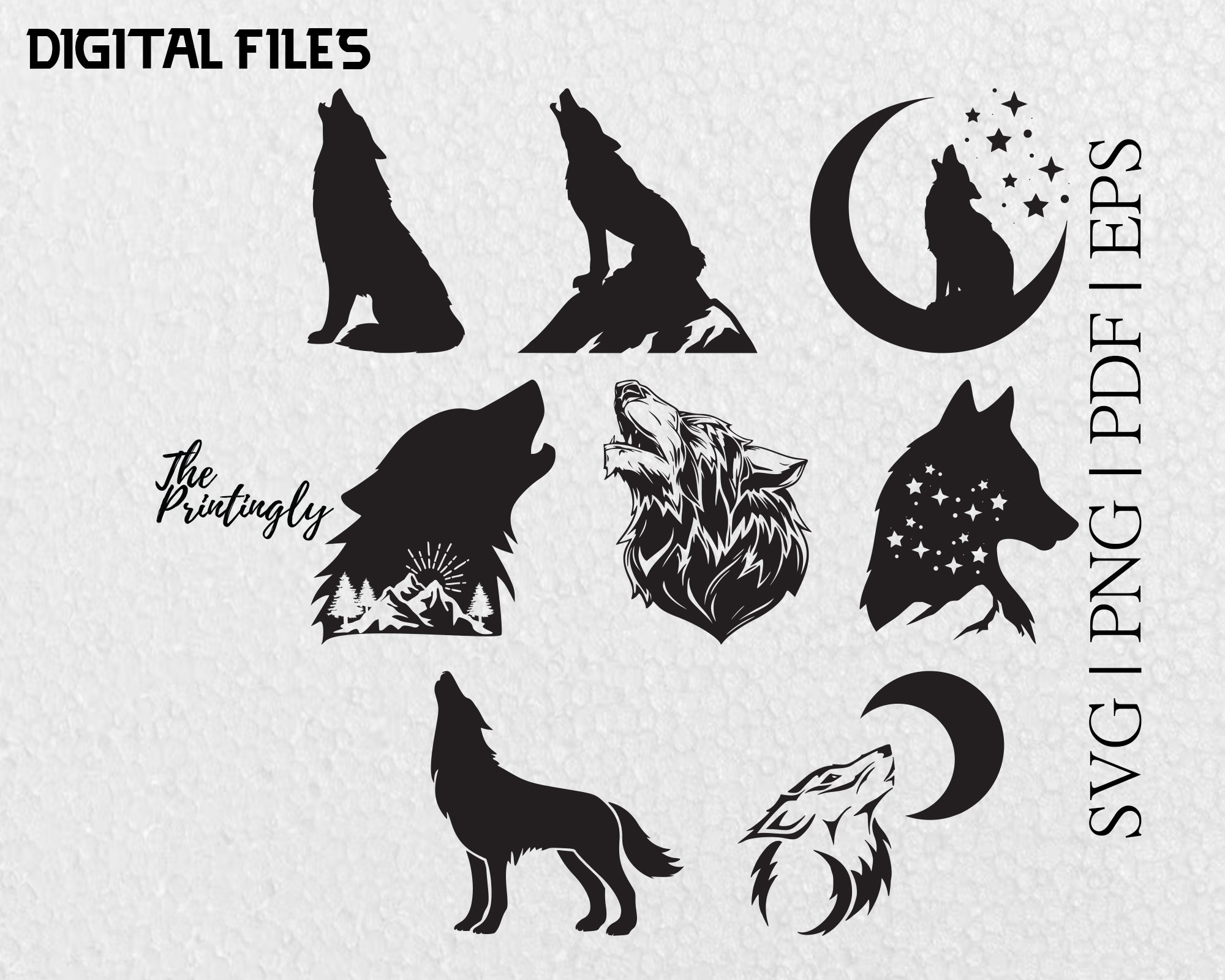 Howling Wolf Svg Bundle, Wolf Svg Bundle, Wolf Svg, Wolves Svg, Wild ...