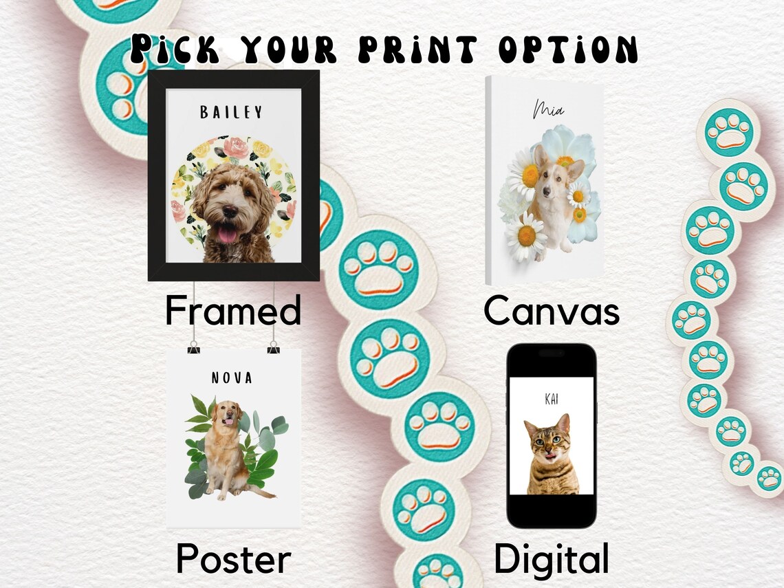 Custom Pet Portraits From Photos, Dog and Cat Portraits, Pet Memorial ...