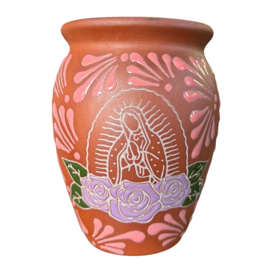Clay Flower Vase Jarro Virgen, Mexican Gifts - Etsy