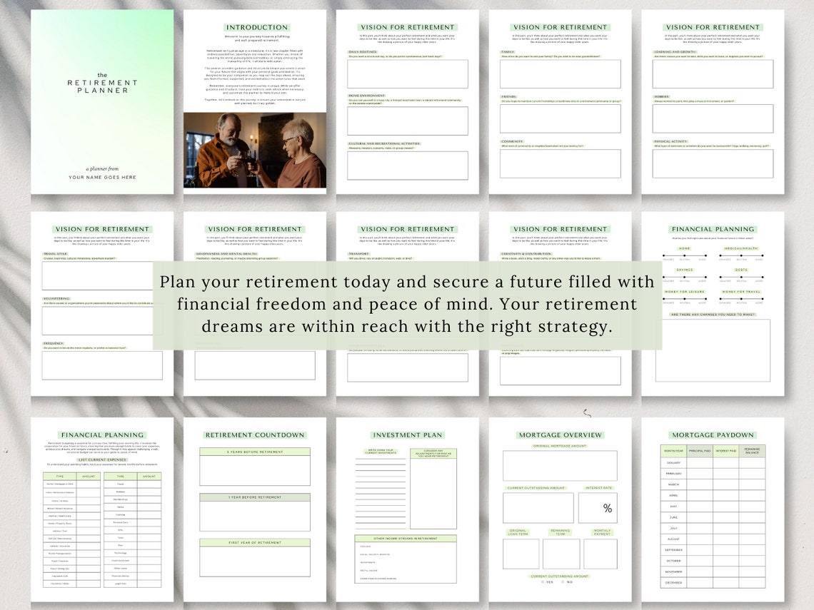 Retirement Planner Comprehensive Template Printable Digital Financial ...