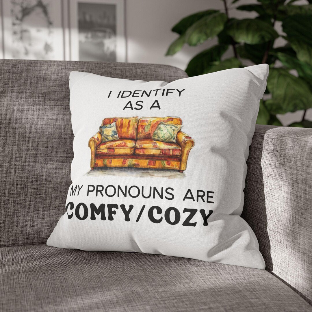 Funny Retro Couch Pillow Cover | I Identify as Meme, Living Room Humor ...