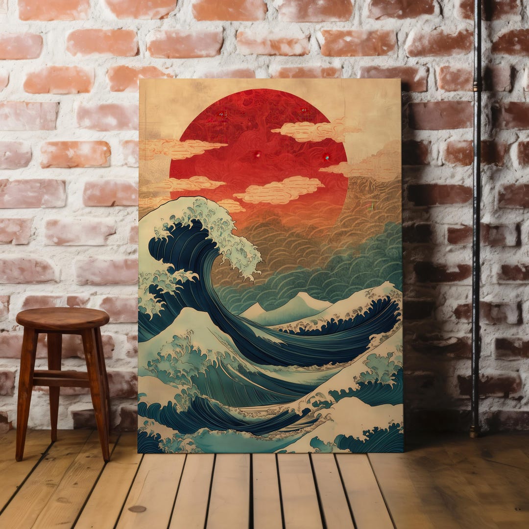 Japanese Great Wave Canvas Print | Manga Anime Lovers Gift, Vibrant ...