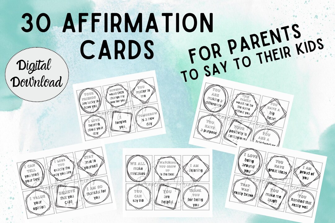 30 Affirmation Cards for Parents (to Say to Your Kids!) - Etsy