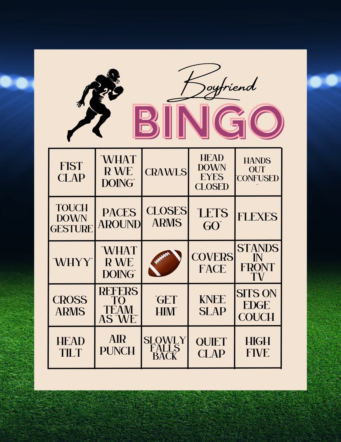 Football Boyfriend/girlfriend Bingo PNG SVG - Etsy
