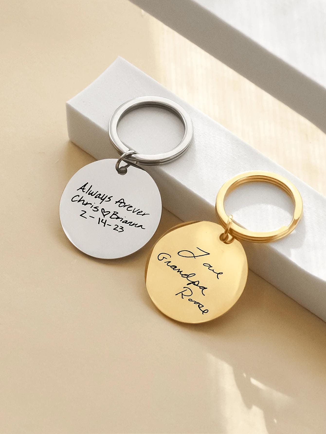 Customize Handwritten Commemorative Keychains, Carved Signature ...