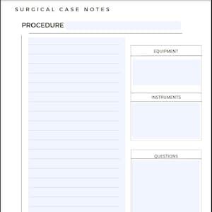 Nursing Note Template| Surgical Nurse Notes| Surgery| Nursing Digital ...