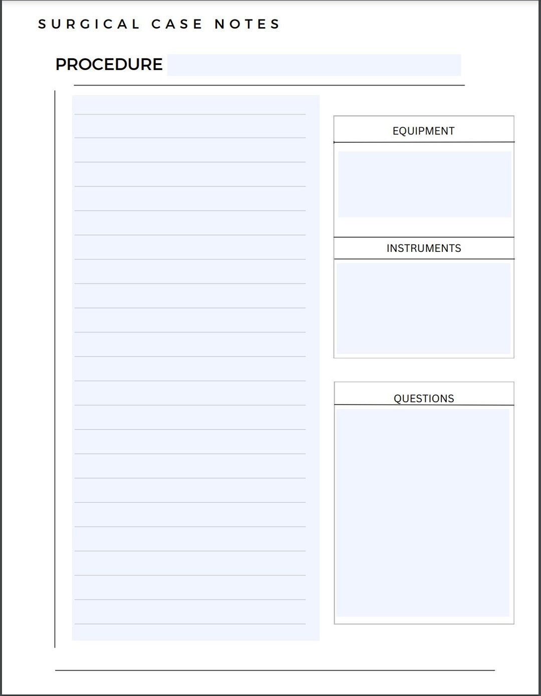 Nursing Note Template| Surgical Nurse Notes| Surgery| Nursing Digital ...