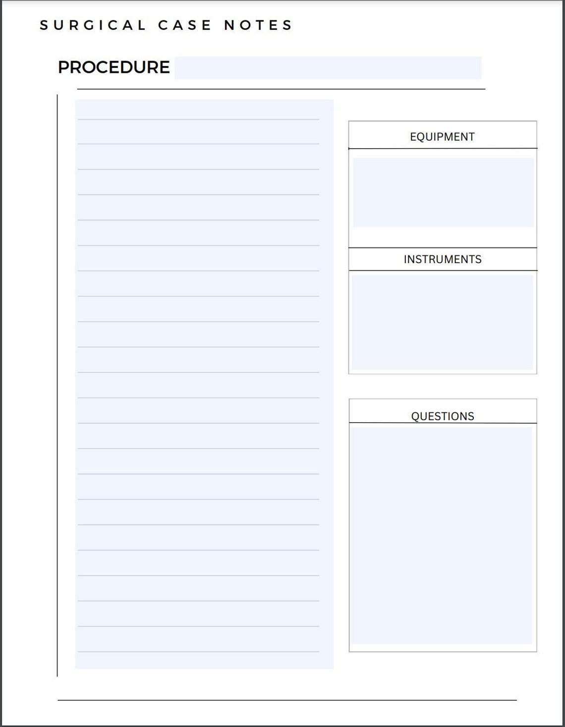 Nursing Note Template| Surgical Nurse Notes| Surgery| Nursing Digital ...
