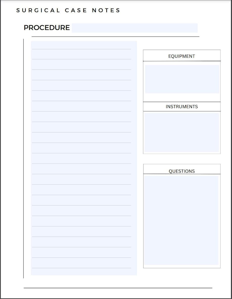 Nursing Note Template| Surgical Nurse Notes| Surgery| Nursing Digital ...