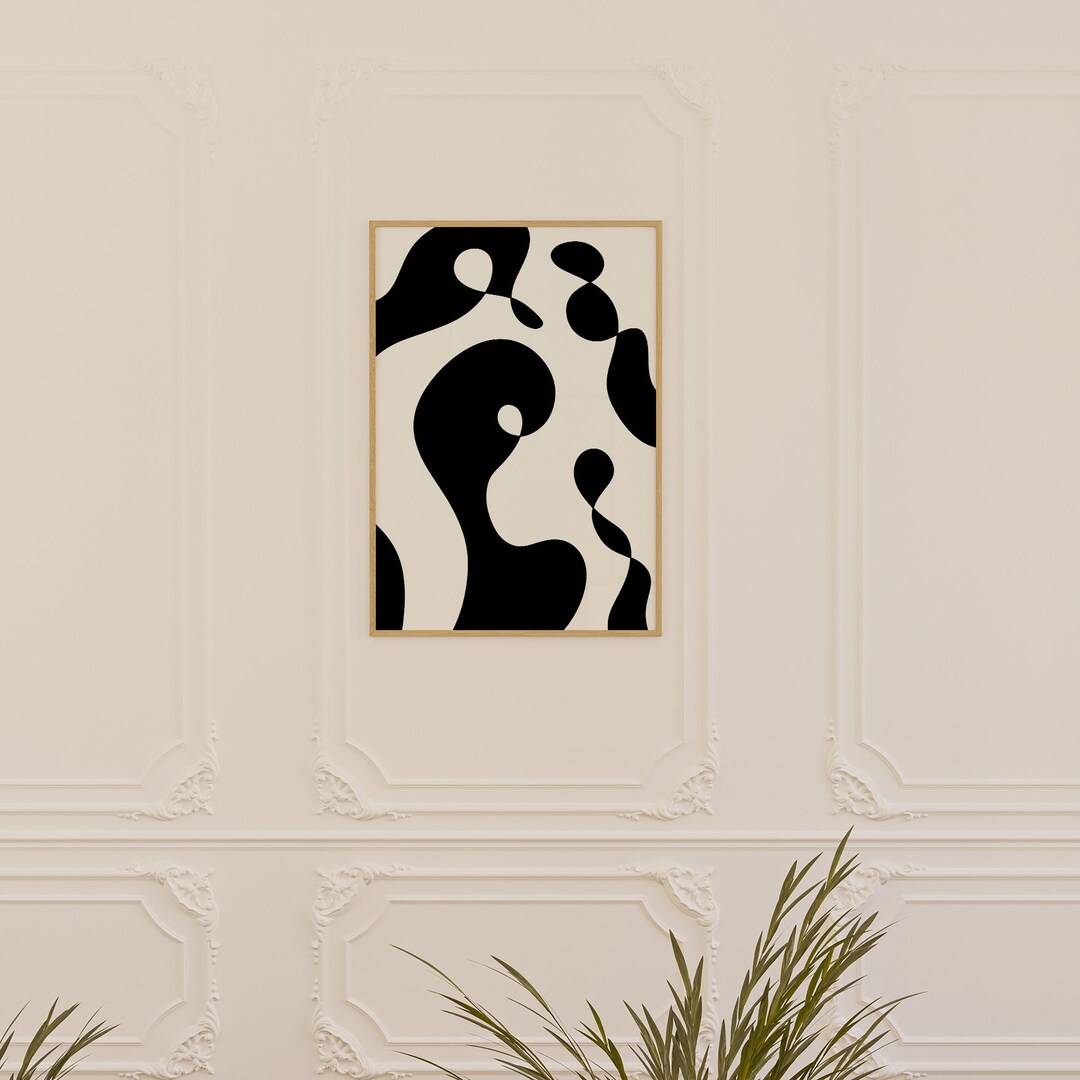 Abstract Black and White Blobs Digital Wall Art - Etsy