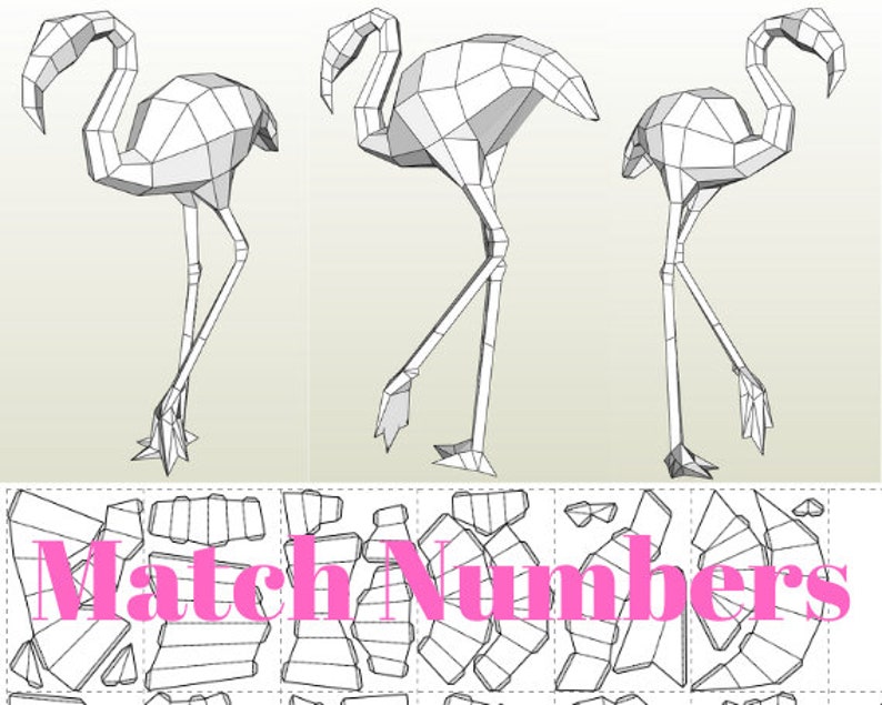 Large Flamingo Papercraft Template, DIY Home Decor (20-page PDF) - Etsy