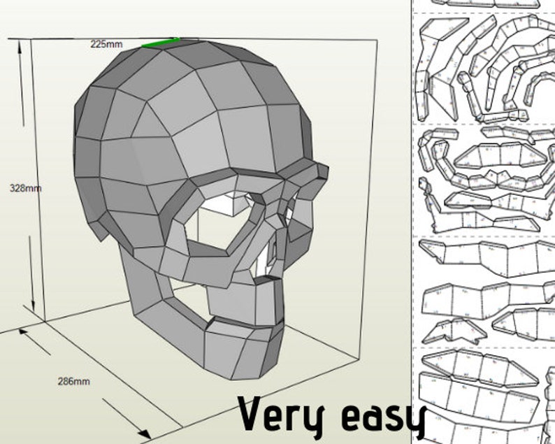 Wearable Skull Mask Template | DIY Papercraft, Foam (PDF) - Etsy