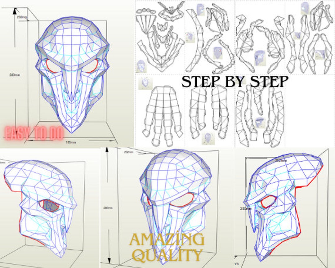 OW Reaper Mask Papercraft Template: Wearable 3D Model (digital Download ...
