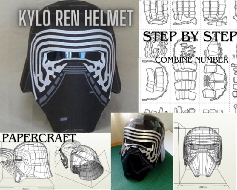 Kylo Ren Helmet Papercraft Template, Wearable Foam File (PDF) - Etsy