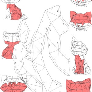 Kitten Papercraft Template, PDF, 3D Paper Model Cat, Home Decor, DIY ...