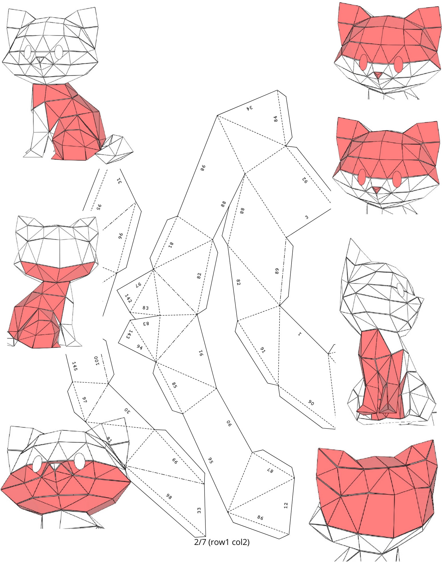 Kitten Papercraft Template, PDF, 3D Paper Model Cat, Home Decor, DIY ...