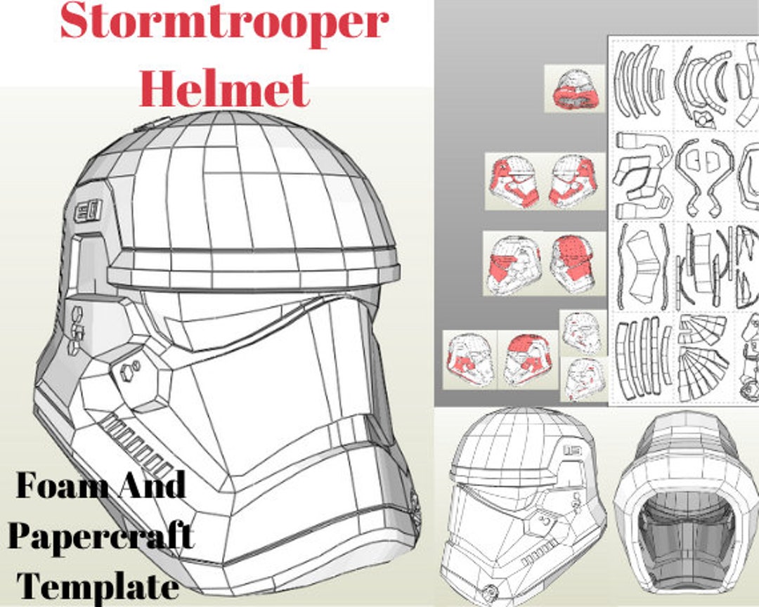 Papercraft Stormtrooper Helmet Template PDF Star Wars Stormtrooper Helmet, Starwars Helmet Diy ...