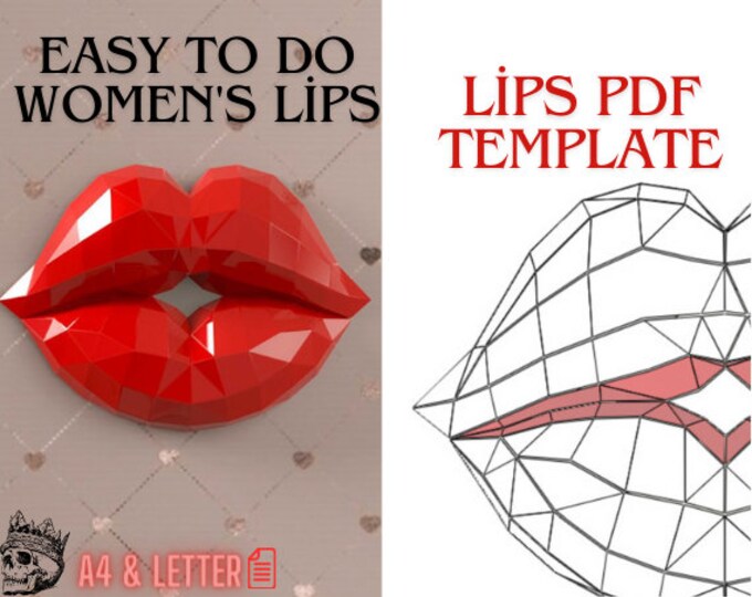Papercraft Lips PAPERCRAFT Mouth KIT Woman Kiss Paper Model DIY ...