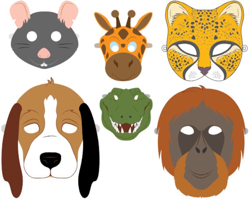 13 Pieces Animal Themed Masks for Kids / Printable Mask / Easy-to-make ...