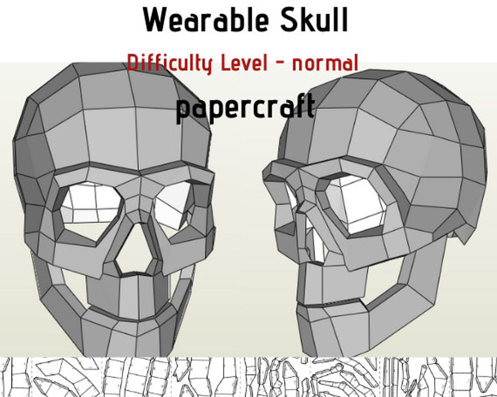 Wearable Skull Template With Pdf Instructions / Easy to Make Step by Step / Skull Mask ...
