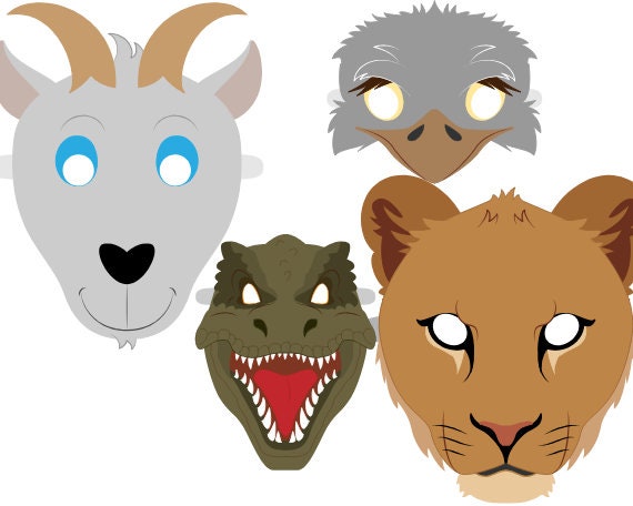 13 Pieces Animal Themed Masks for Kids / Printable Mask / Easy-to-make ...