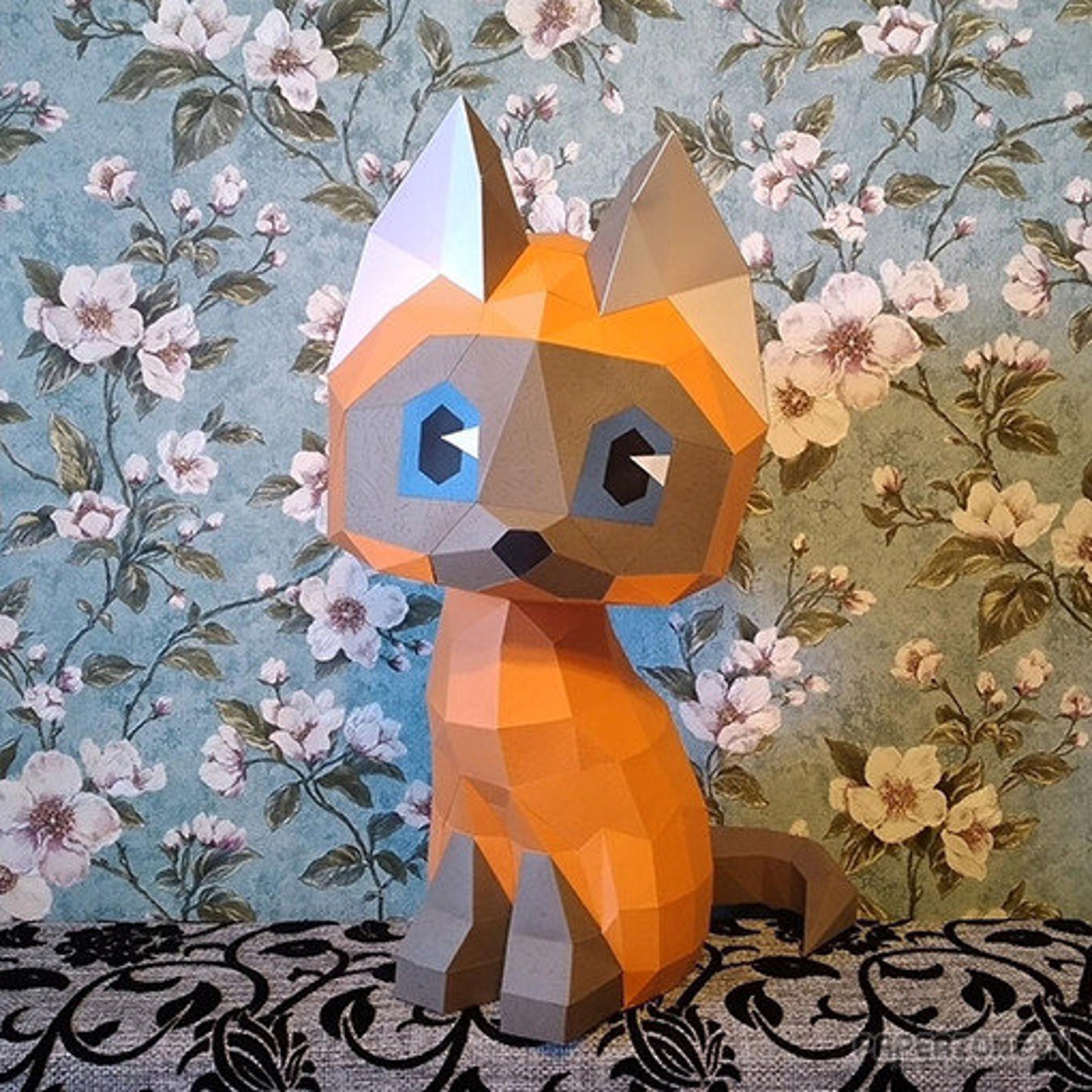 Cute Sitting Cat Papercraft Template Papercraft Cat Paper Cat Making ...